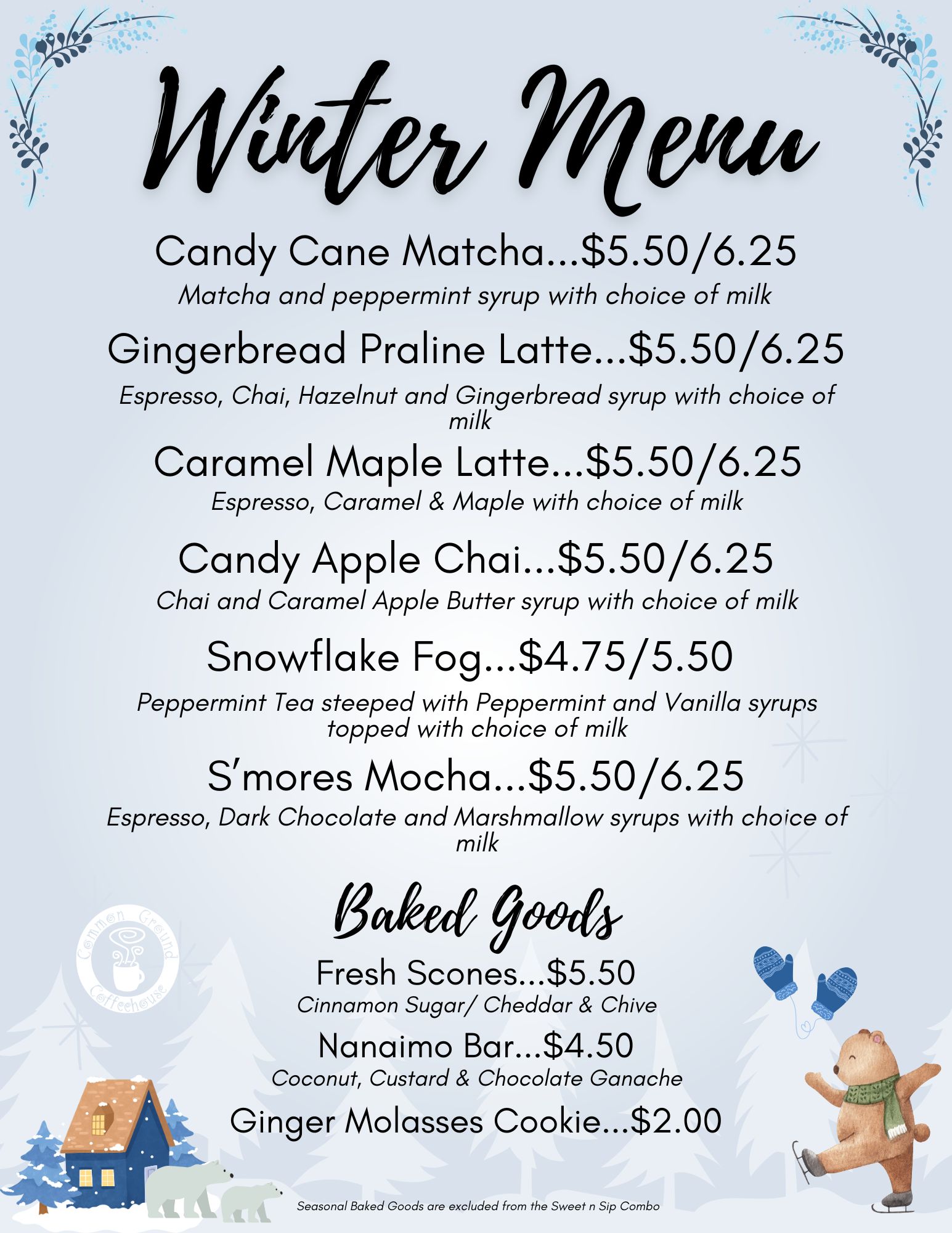 CoGro Menu - Common Ground Coffeehouse